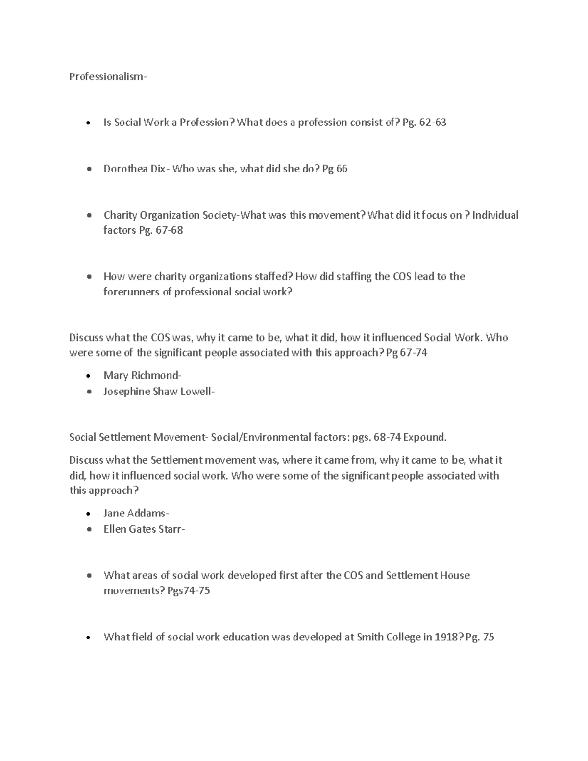 Intro to Social work Worksheet #3 - Professionalism- Is Social Work a ...