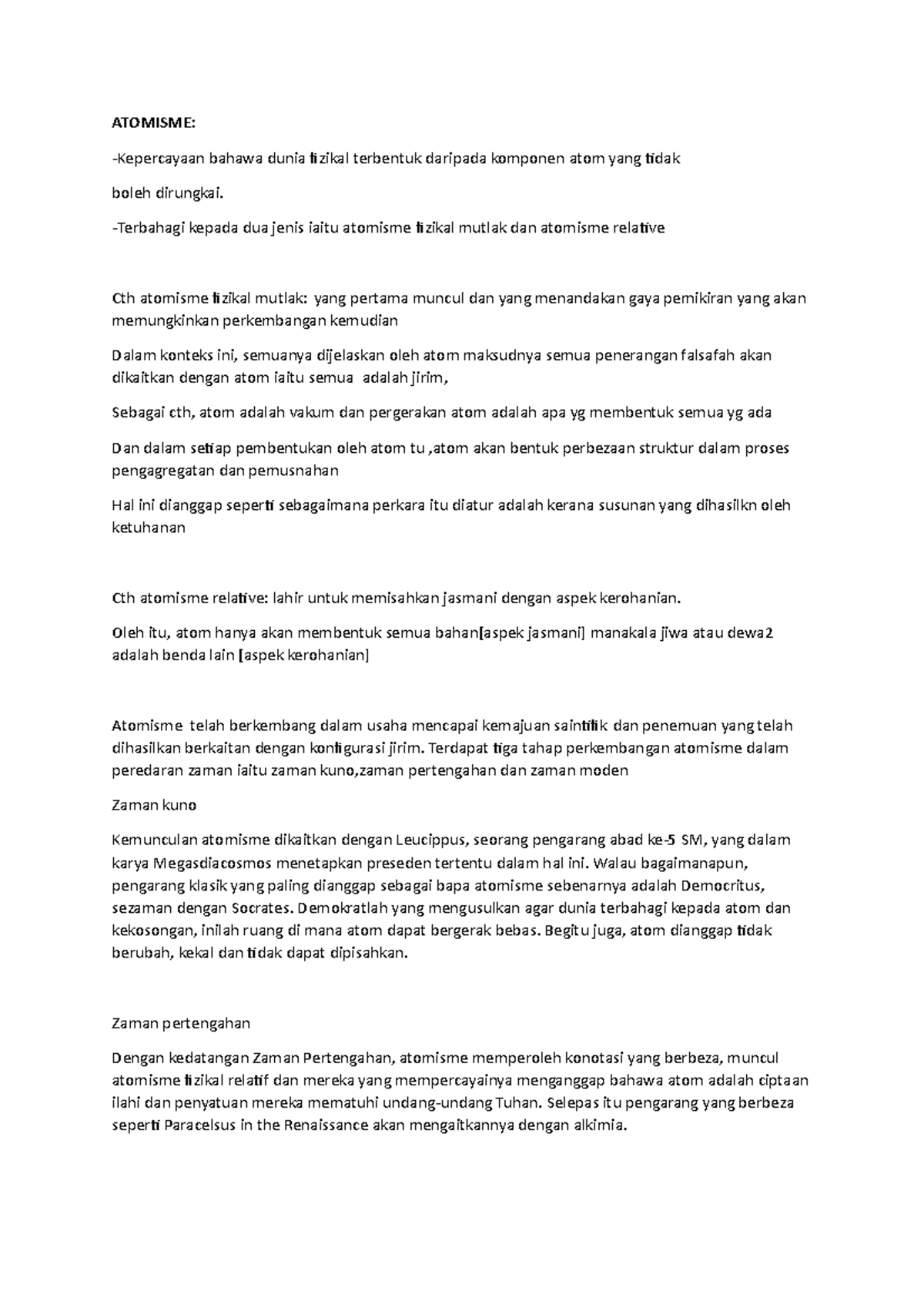 Definisi Metafizik atomisme mekanisme occasionalisme - Philosophy and ...