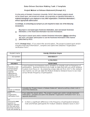 C207 Task 1 WGU - C 207 Task one, you'll have to run your own numbers ...