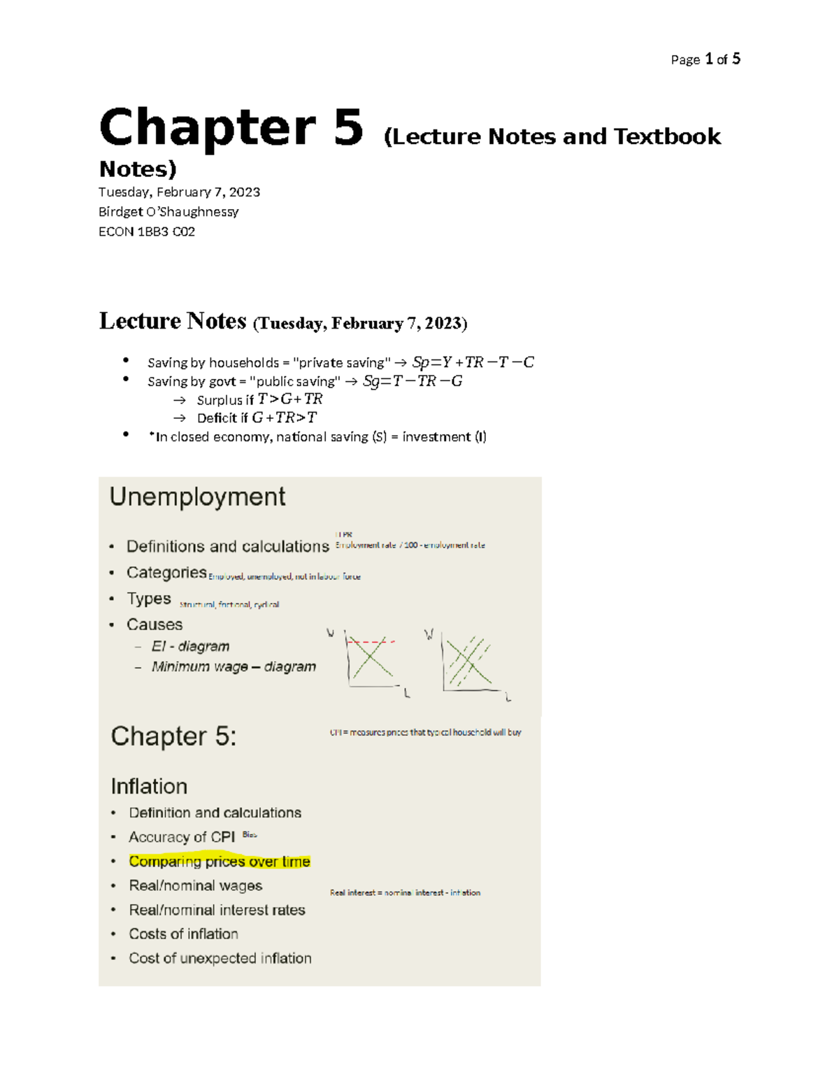 Ch5 Lecture and Textbook Notes - Chapter 5 (Lecture Notes and Textbook ...