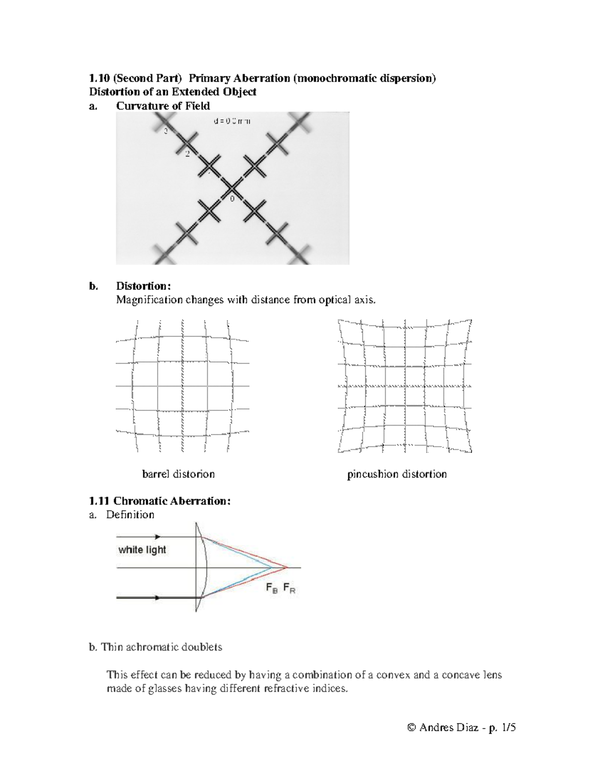 1.10. Geometric Optics - 1 (Second Part) Primary Aberration ...