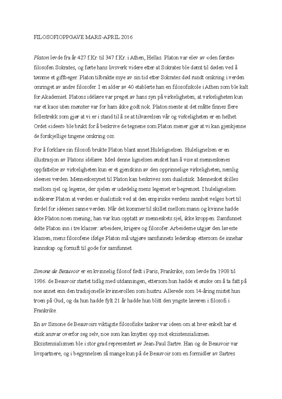 Filosofioppgave MARS- April 2016 - FILOSOFIOPPGAVE MARS-APRIL 2016 ...
