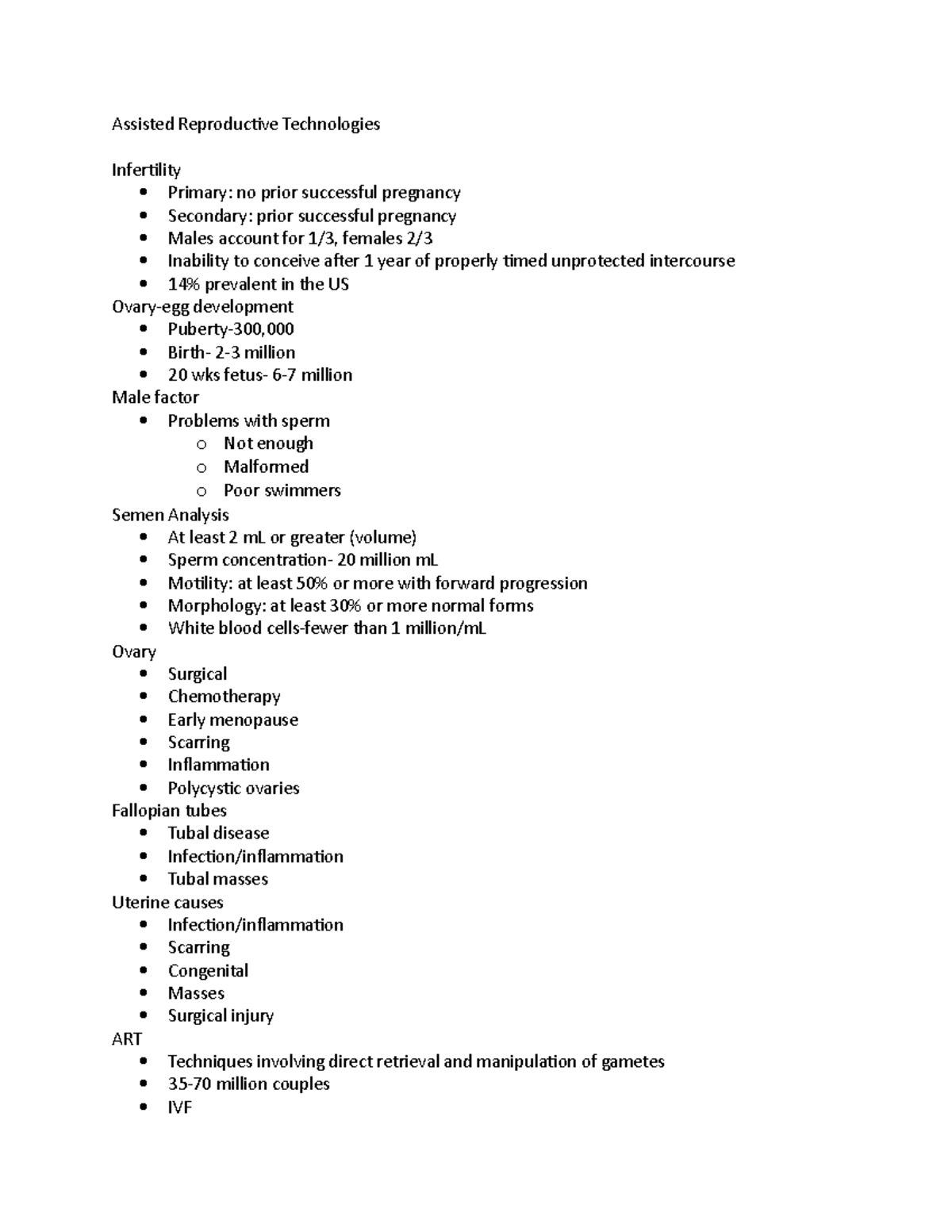 Assisted Reproductive Technologies - Studocu