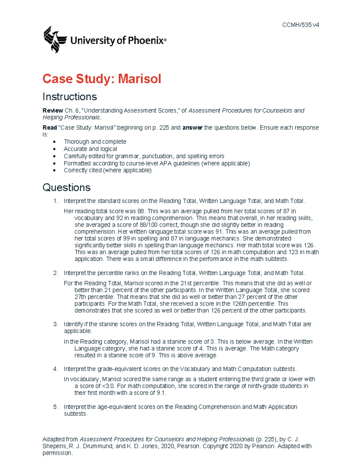 Wk 3 - Case Study - Marisol - CCMH/535 v Adapted from Assessment ...