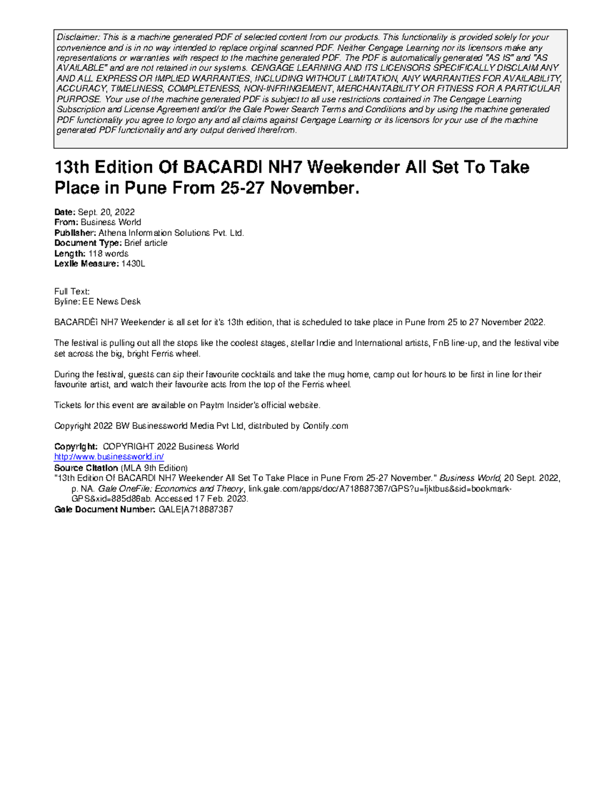 13th Edition Of Bacardi NH7 Weekender All Set To Take Place in Pune ...