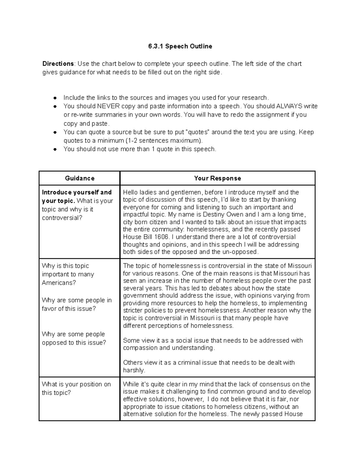 Copy of 6.3.1 Speech Outline - 6.3 Speech Outline Directions: Use the ...