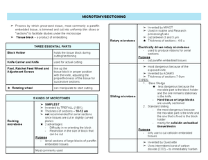 Histopath sectioning - SECTIONING 1. To orient students on the uses of ...