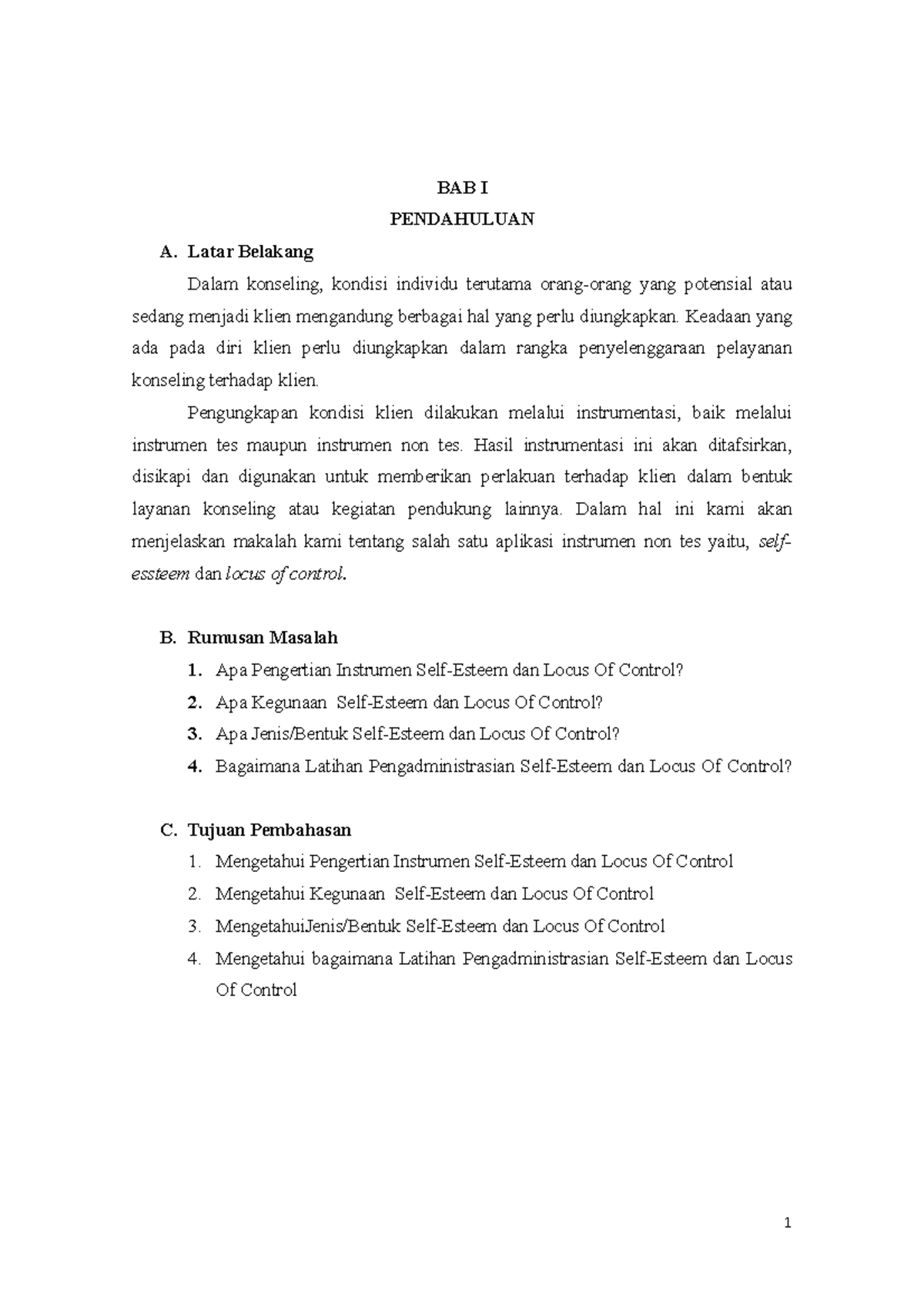 Self Esteem Adalah Skripsi