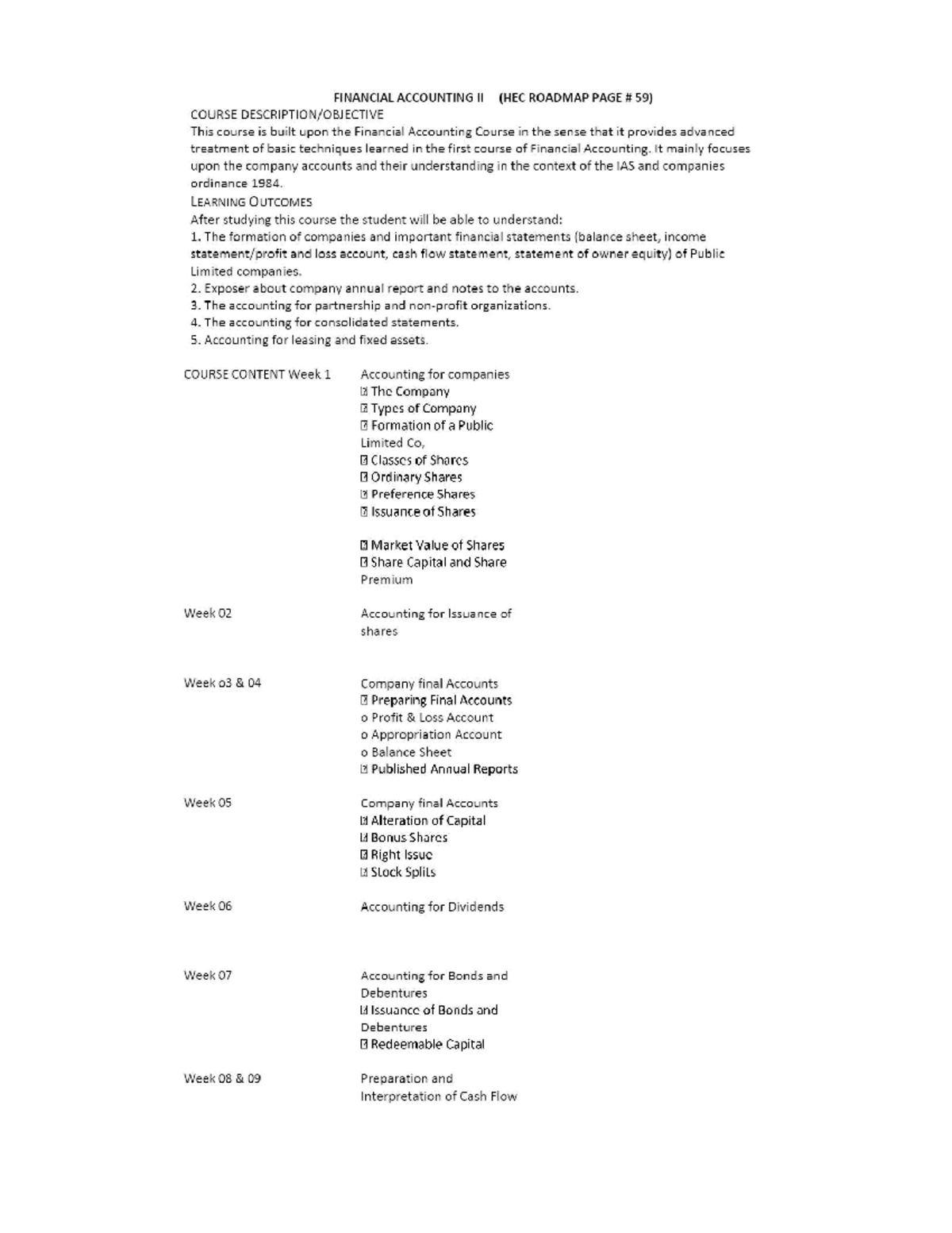 Muqaddas Course Outline FA - bscs - Studocu