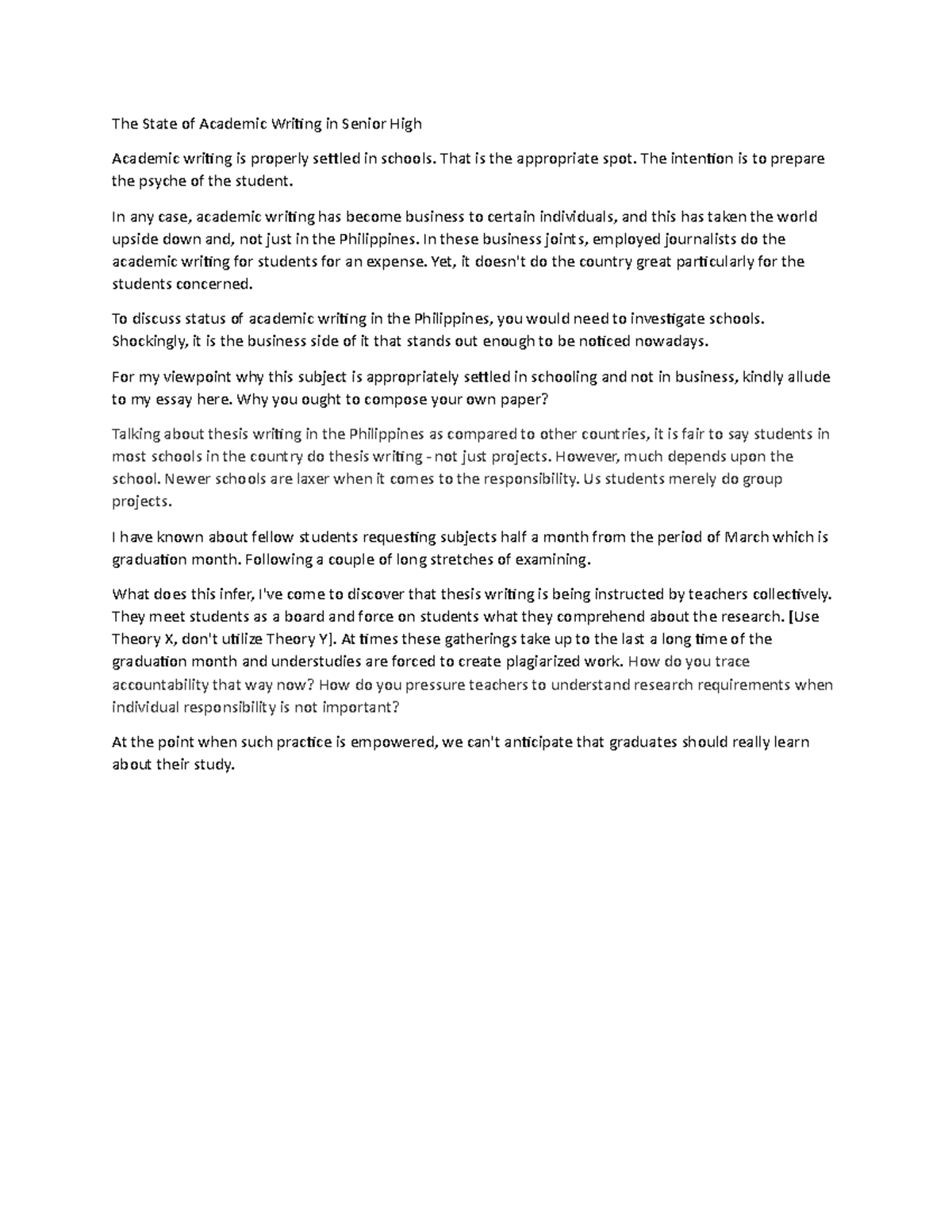 The State of Academic Writing in Senior High - General Chemistry - TIP ...