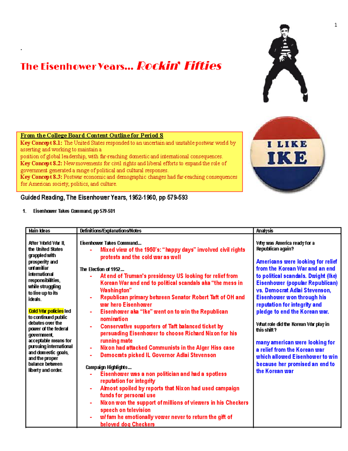 Copy of Chapter 27 Amsco - . The Eisenhower Years... Rockin’Fifties ...