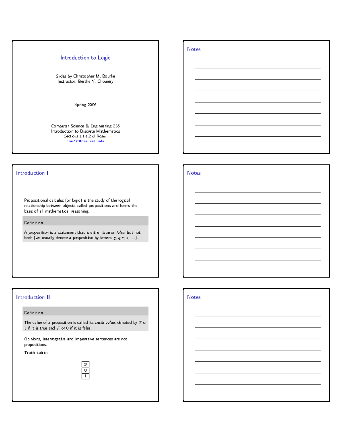 Logic-Handout - Logic notes - Introduction to Logic Slides by ...