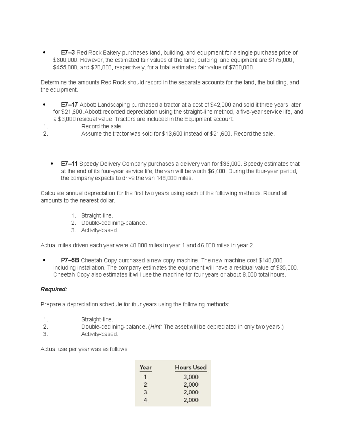 Chapter 7 Handout 2020 - Instructor Kevin Lee - E7–3 Red Rock Bakery purchases land, building ...