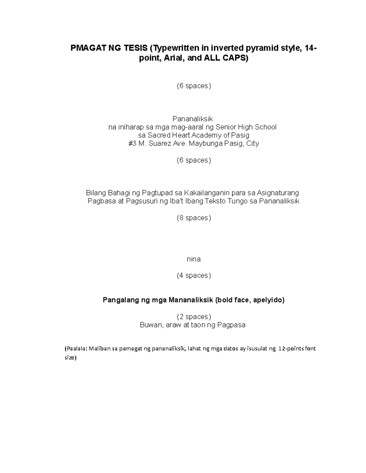 Preliminaries - Para sa pananaliksik sa Filipino - PMAGAT NG TESIS ...