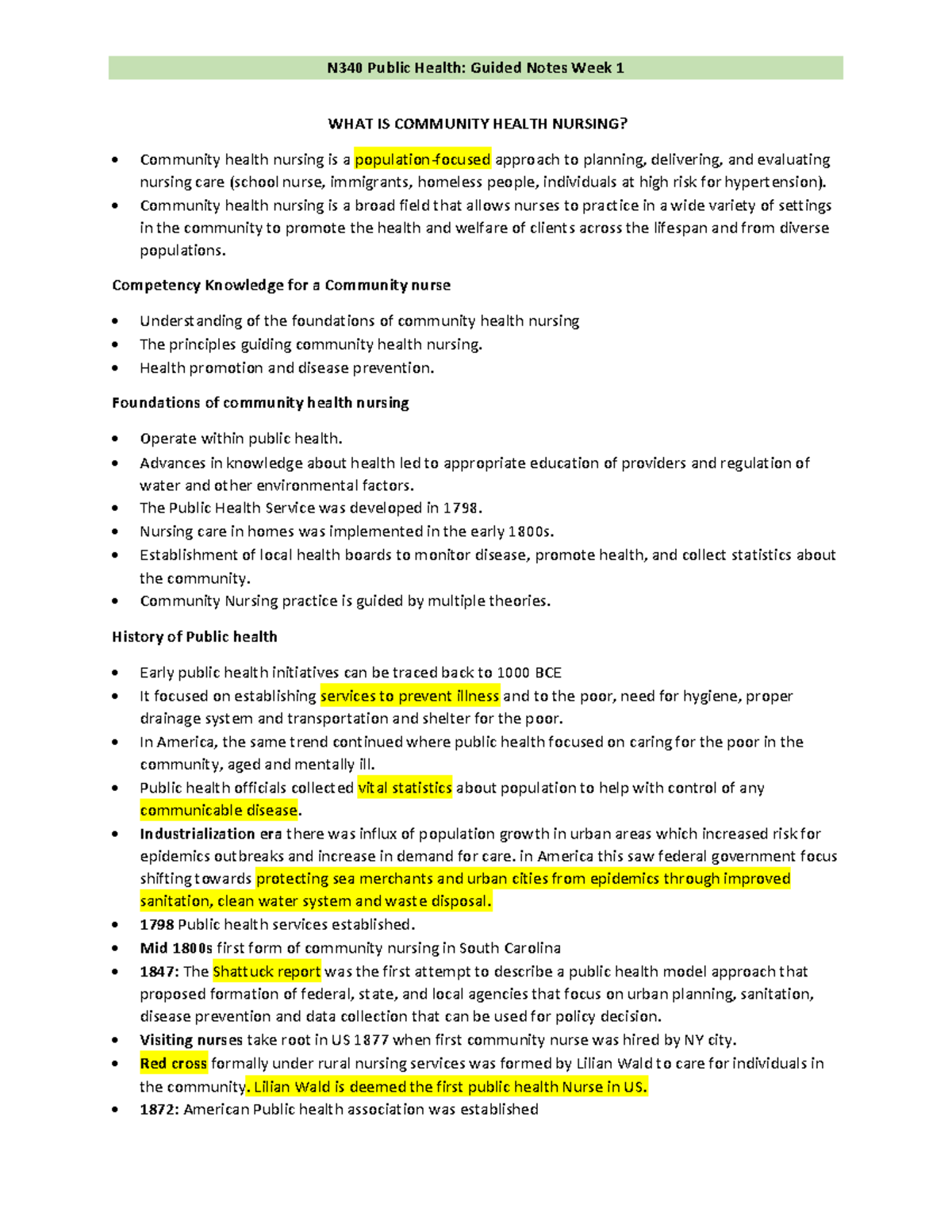 Week 1 Guided notes Intro to Public health Prof - WHAT IS COMMUNITY ...