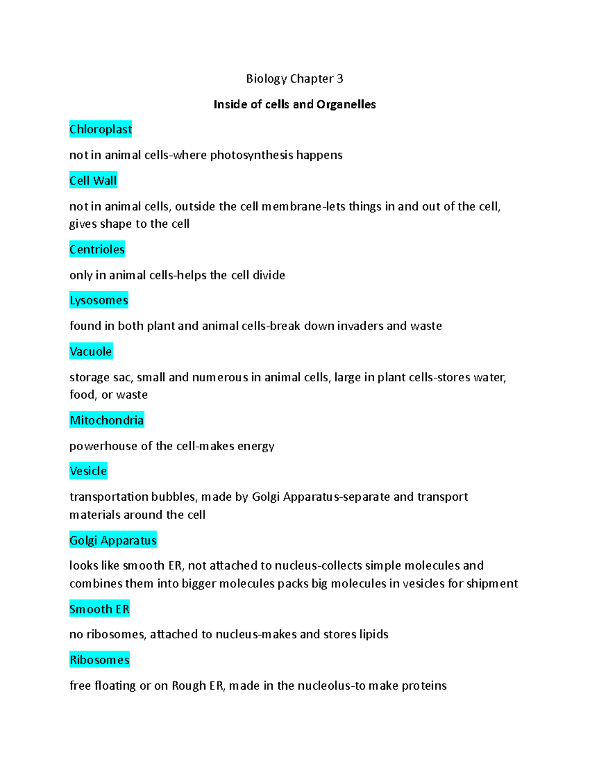 Biology Chapter 3 - Studocu