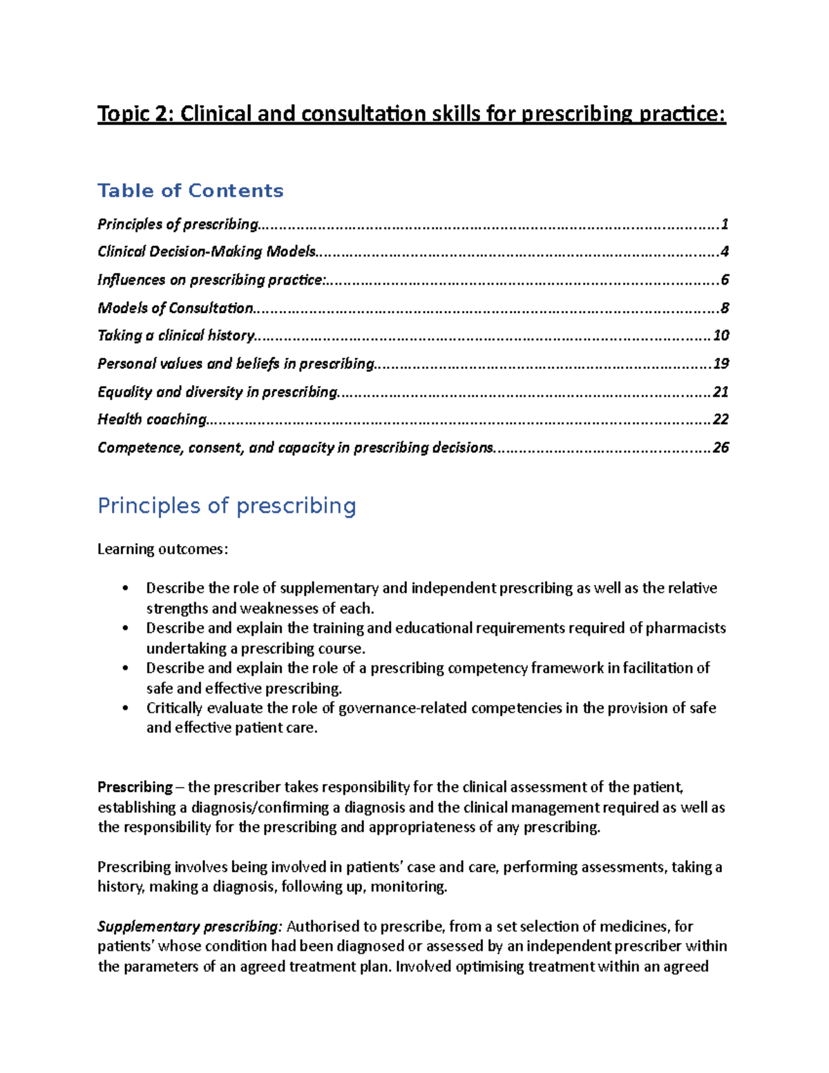 Topic 2- Clinical and consultation skills for prescribing practice ...