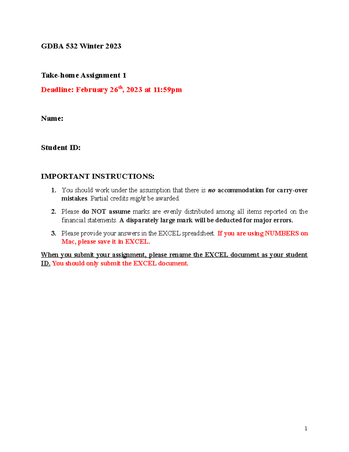 Take-home Assignment 1 - GDBA 532 Winter 2023 Take-home Assignment 1 ...