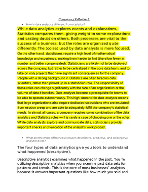 Datcb 565 Competency Reflection 3 - Competency Reflection 3 Construct a scatter plot in Excel ...