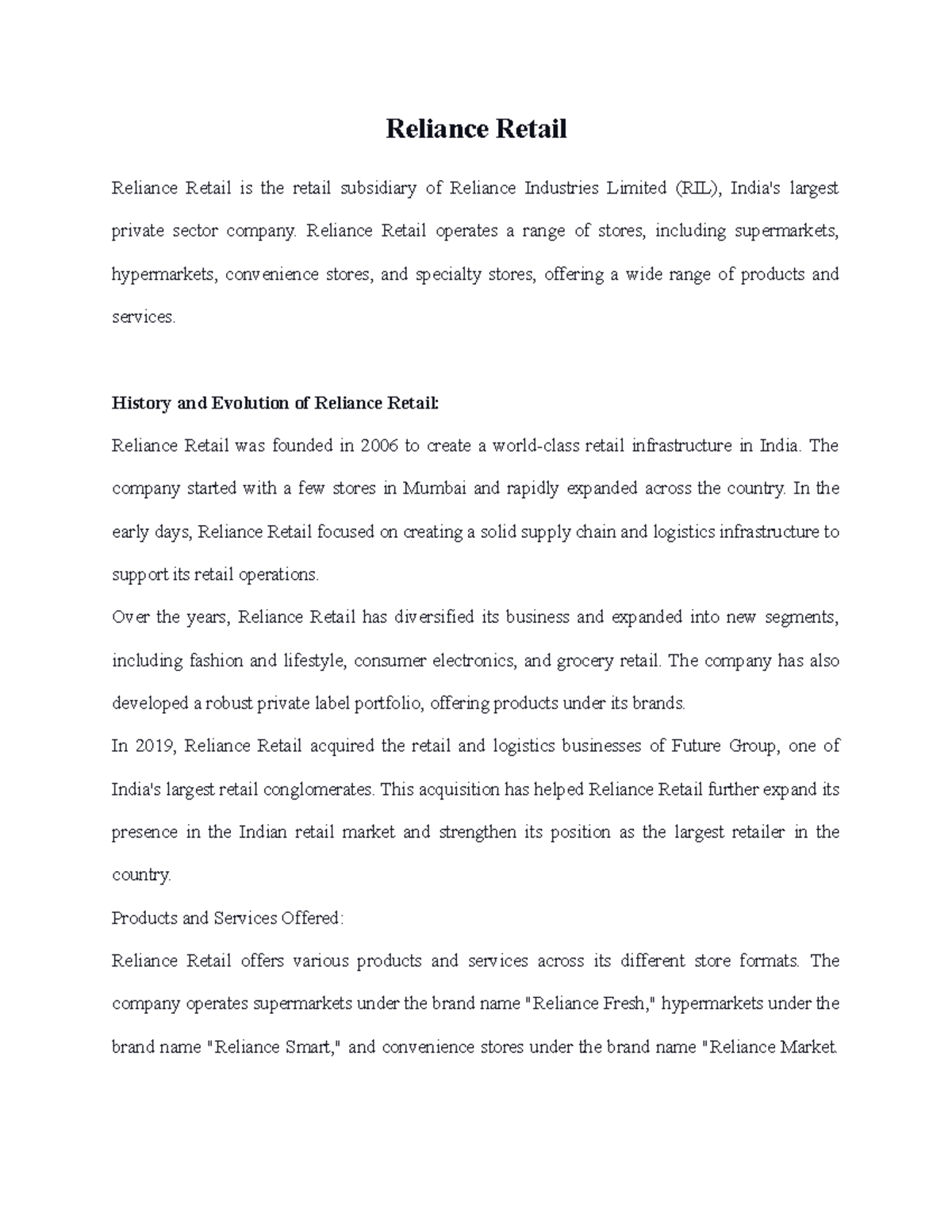 Reliance Group and associates 3 - Reliance Retail Reliance Retail is ...