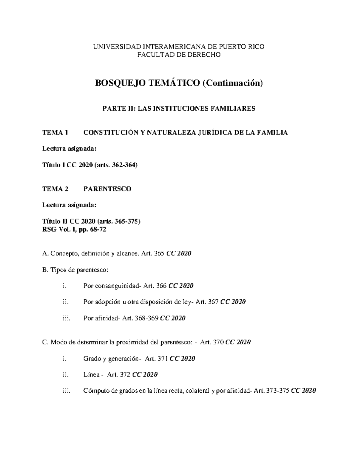 Bosquejo Temático Parentesco y Matrimonio - UNIVERSIDAD INTERAMERICANA ...