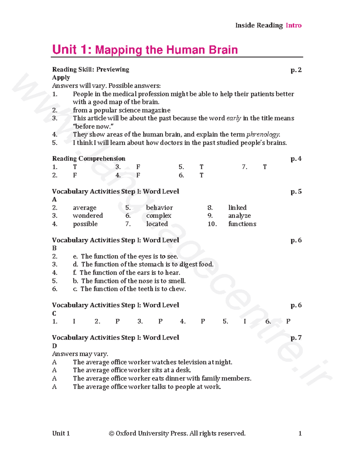 Inside Reading Intro Answer Key Second Edition - ͳ - Studocu