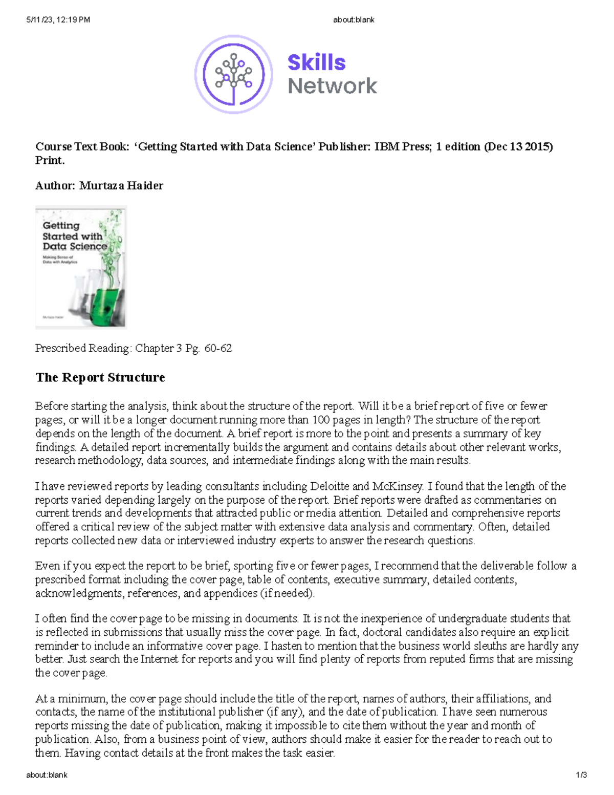 Reading The Report Structure - 5/11/23, 12:19 PM about:blank about ...