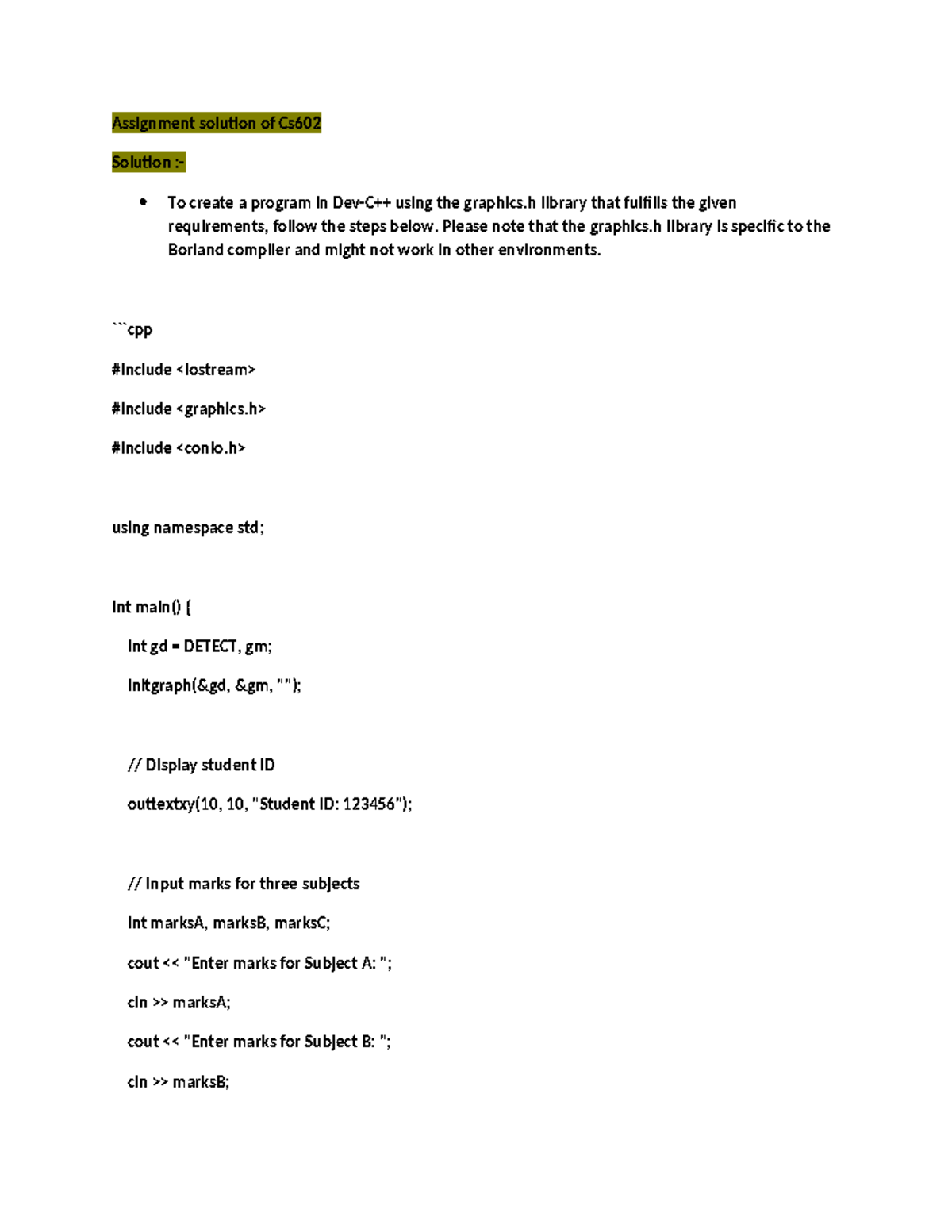 Assignment solu-of cs602 2024 - Assignment solution of Cs Solution :- To create a program in ...
