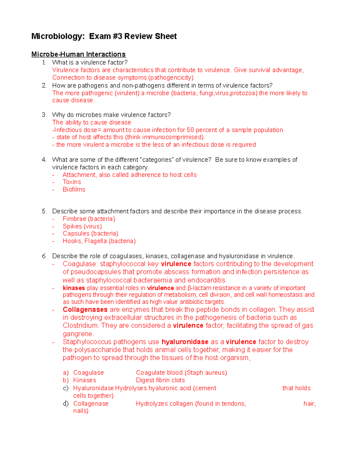 Exam 3 study guide - questions - Microbiology: Exam #3 Review Sheet ...