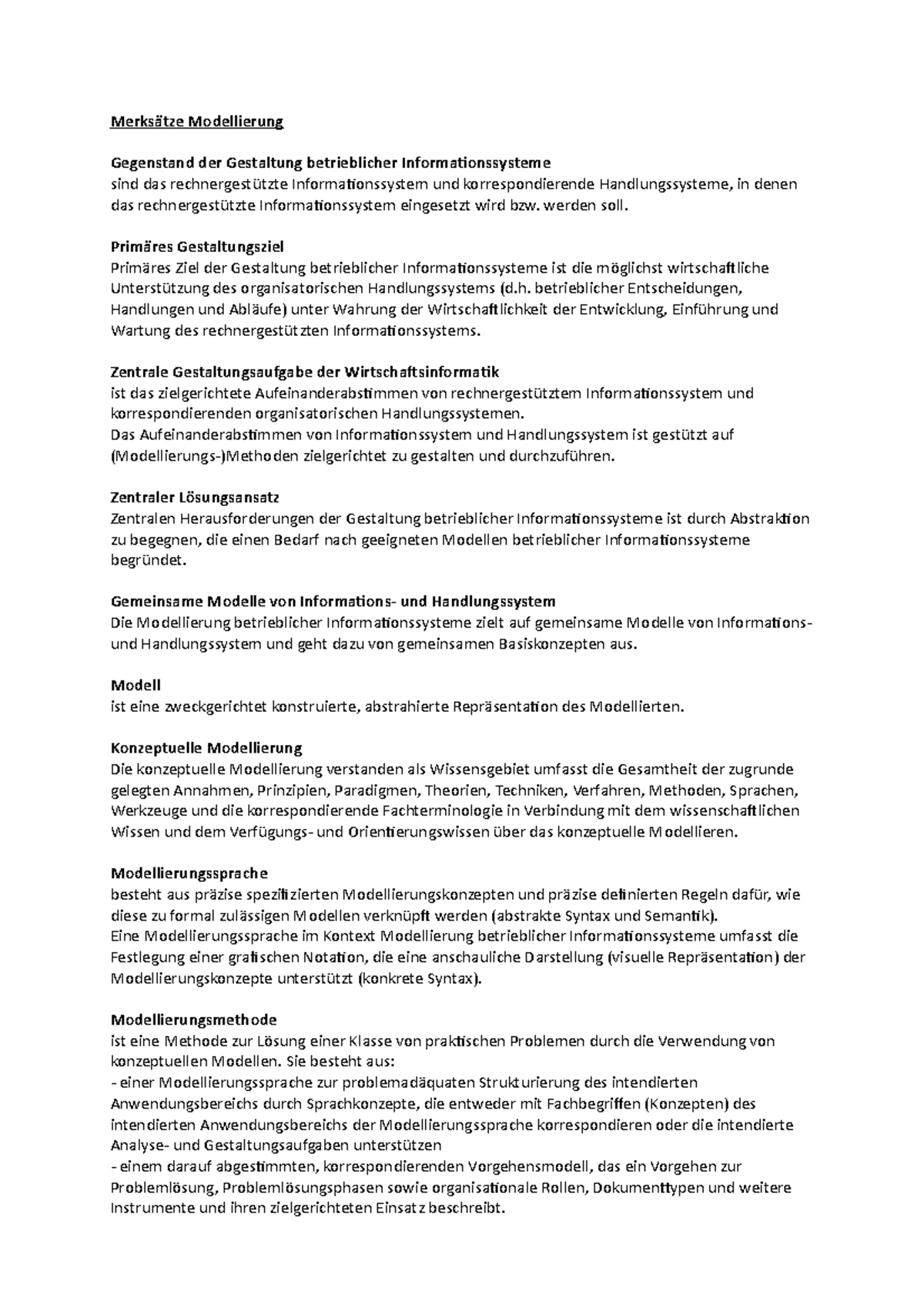 Merksätze Modellierung - Modellierung Gegenstand der Gestaltung ...