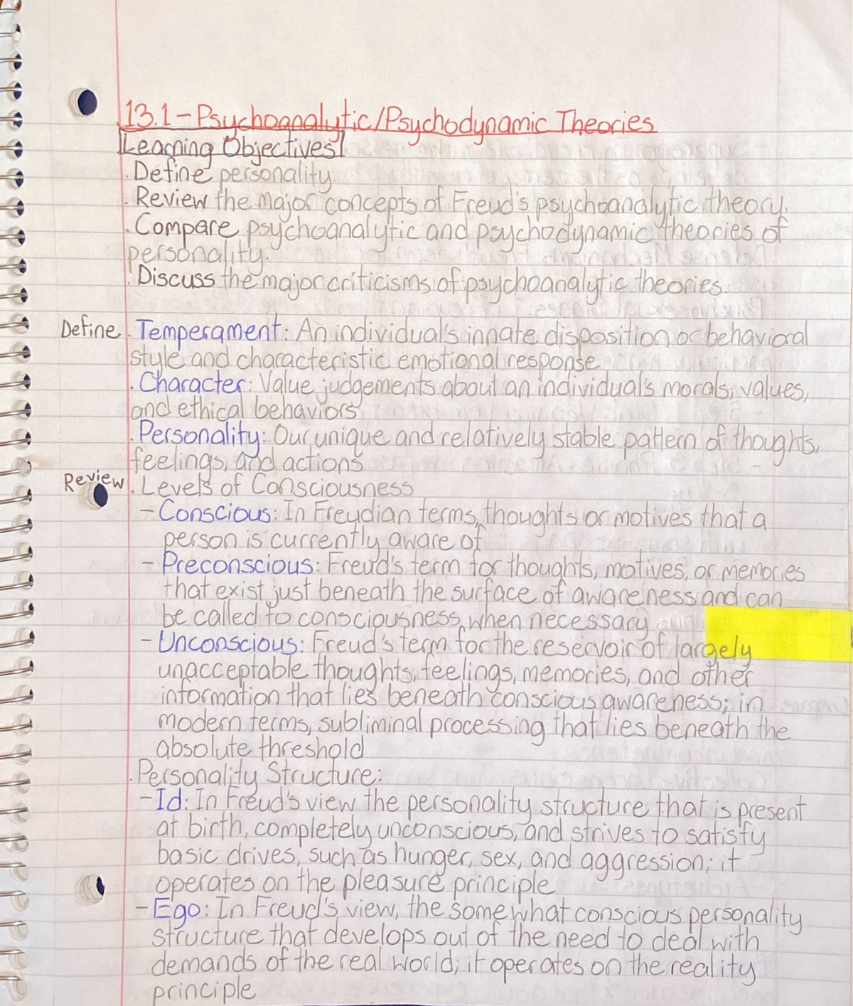 Intro to Psych Ch 13 Notes - 13 Theories Learning Objectives Define ...