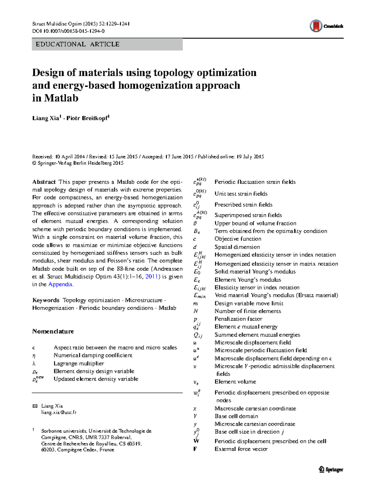 Design of materials using topology optimization - Struct Multidisc ...