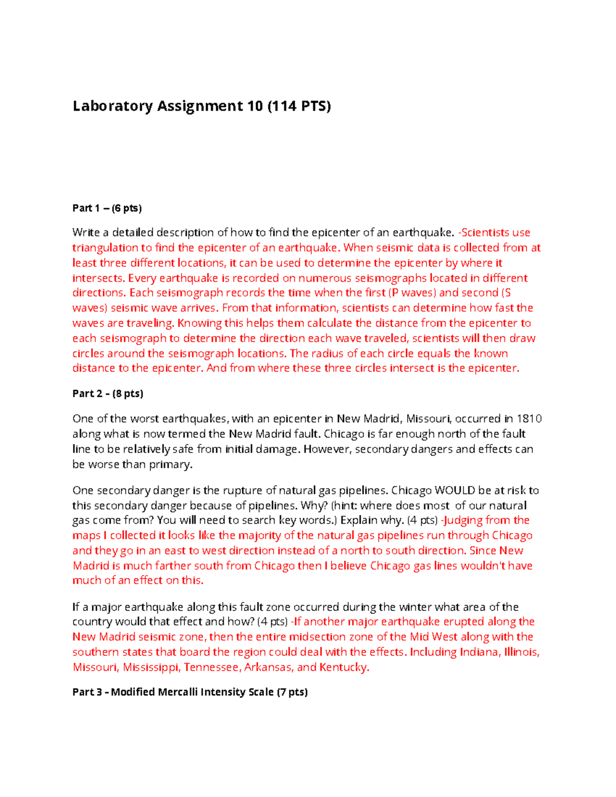 Planet Earth Lab 10 - Laboratory Assignment 10 (114 PTS) Part 1 (6 pts ...