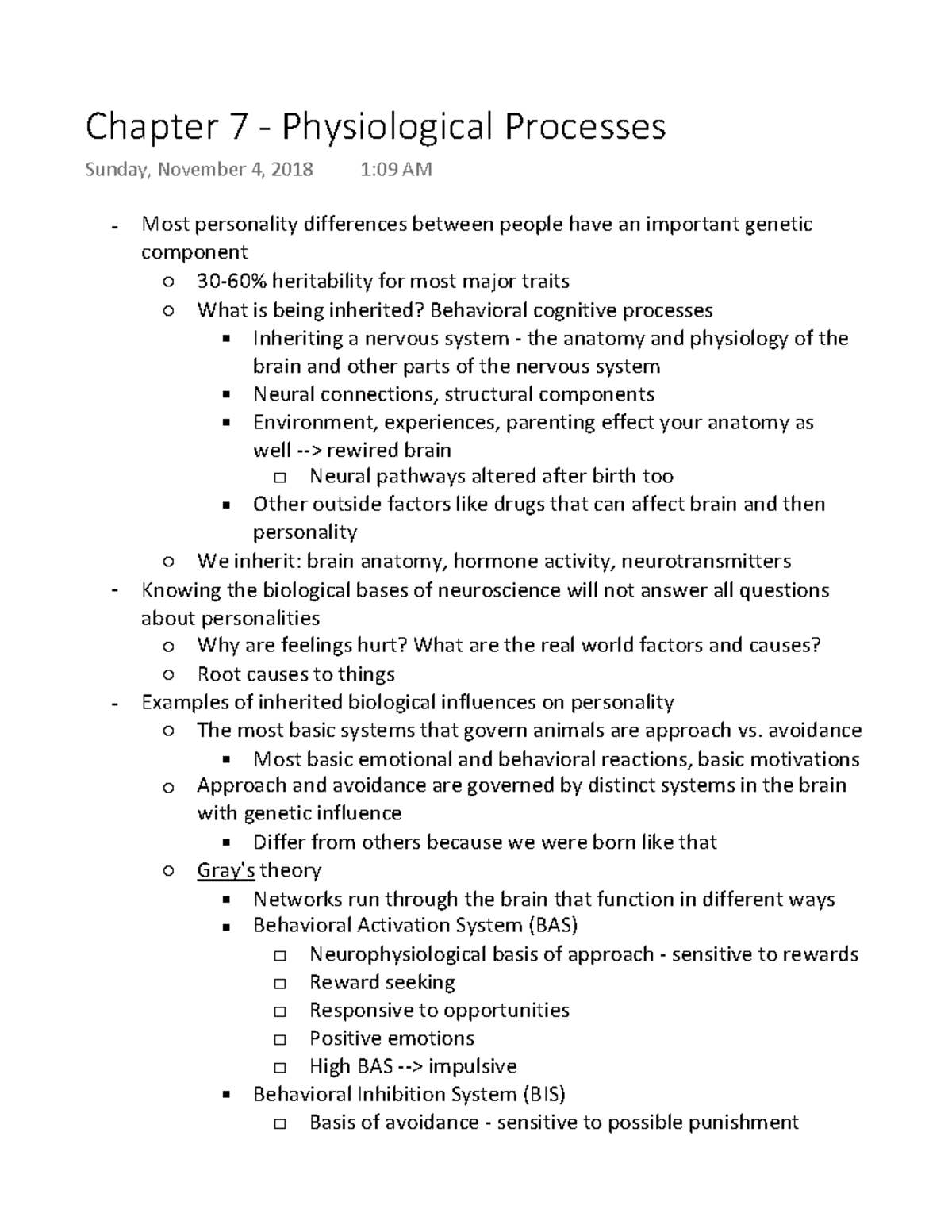 Chapter 7 - Physiological Processes - avoidance Most basic emotional ...