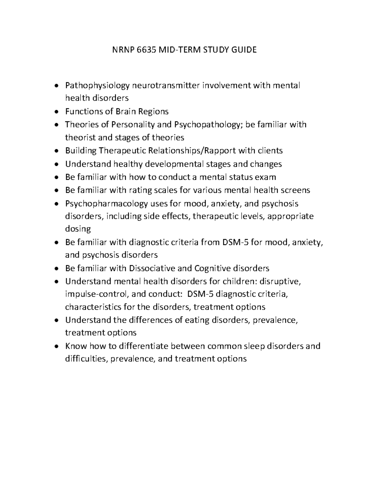 6635 study guide - Walden U 6635 Psychopathology and Diagnostic ...