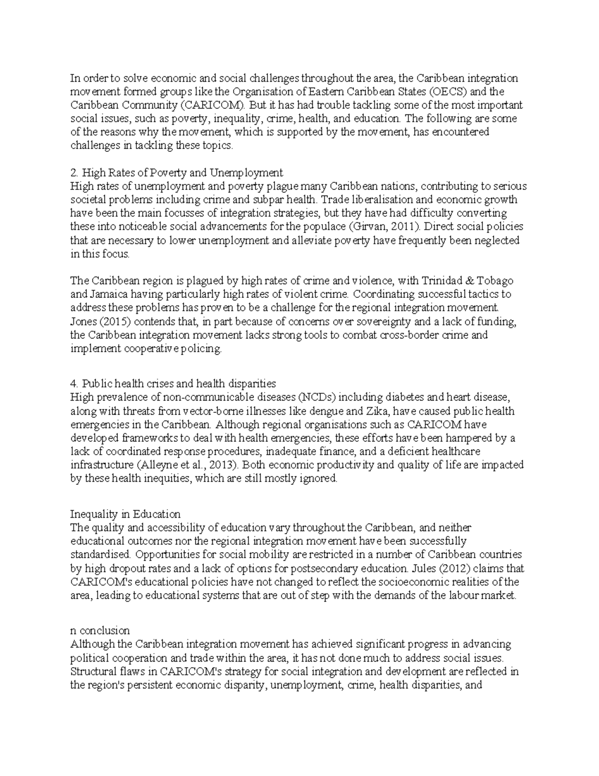 Social Challenges of the caribbean integration movement - In order to ...
