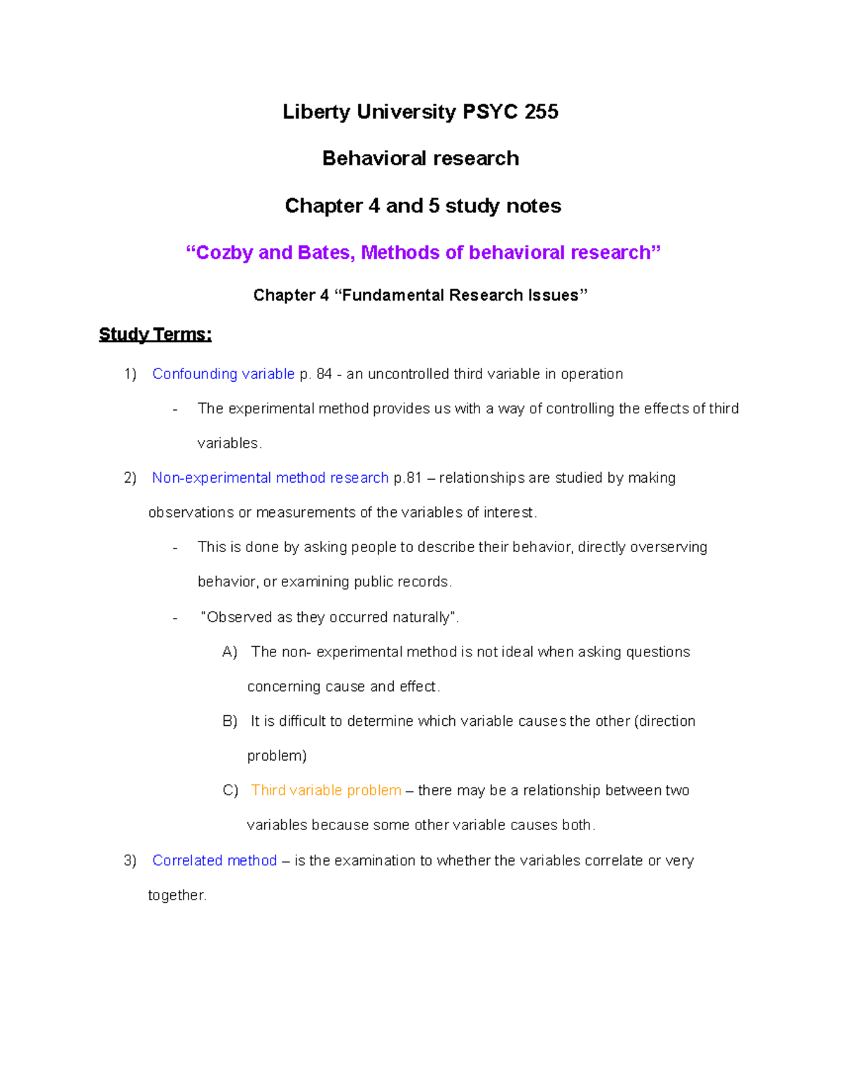 Psych 255 Chapters 4 5 Notes - Liberty University PSYC 255 Behavioral ...