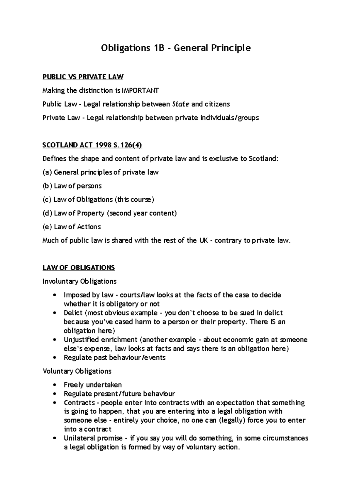 1. General Principles - notes for lecture 1 of Obligations 1B ...