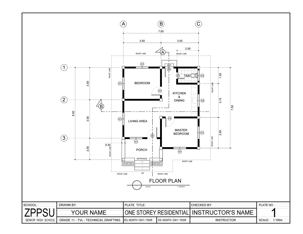 Plate-NO-1 - Drafting module - BEDROOM MASTER BEDROOM LIVING AREA T&B ...