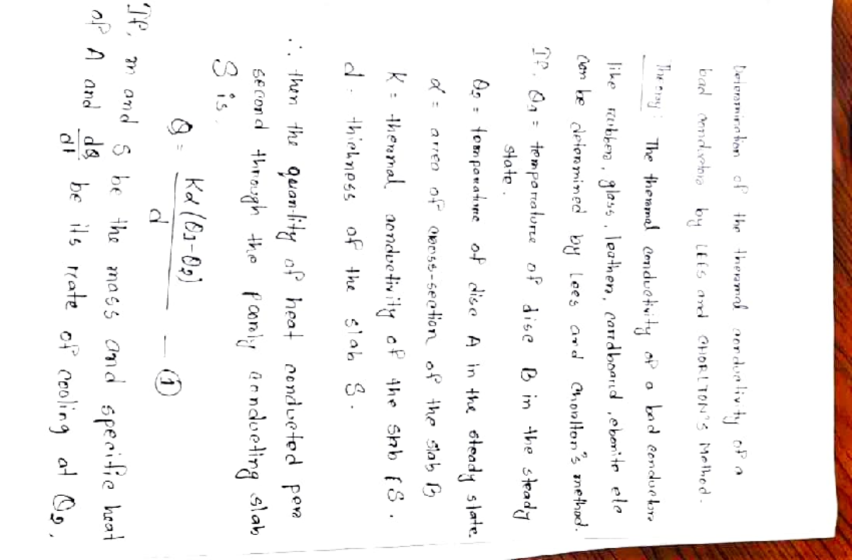 Questions - Determination of the thermal conductivity of a bad ...