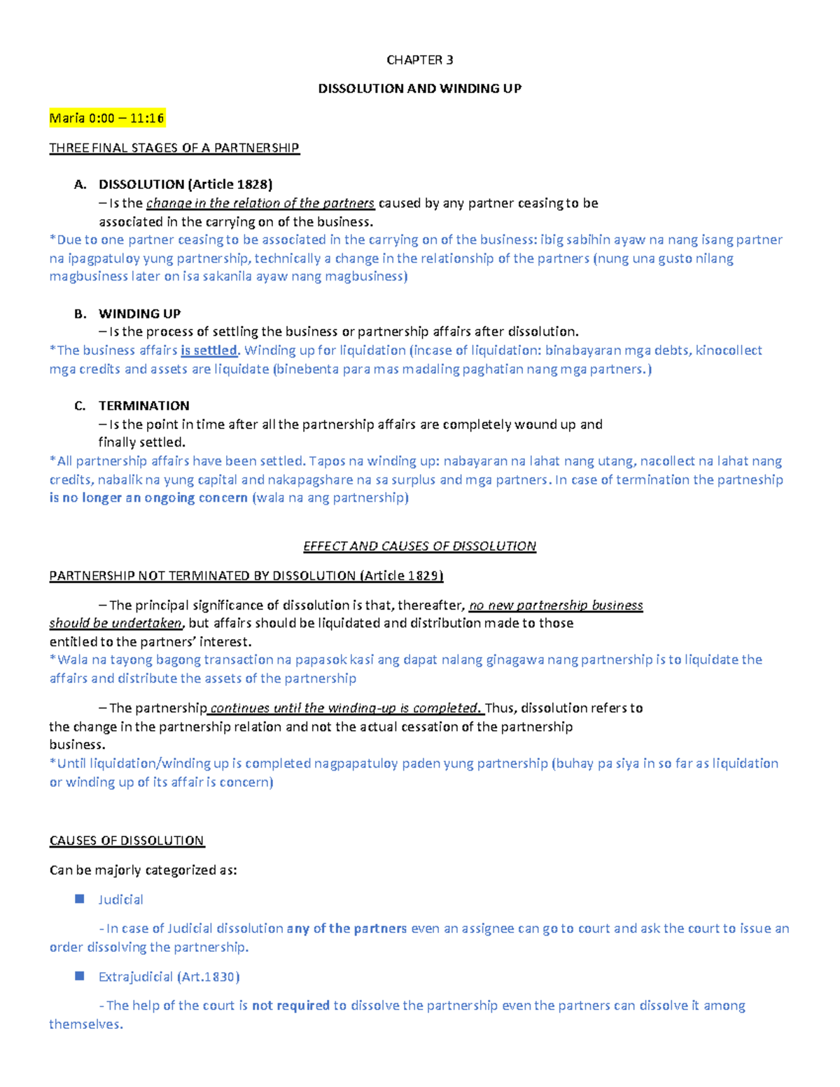 Partnership 3 - Dissolution AND Winding UP - CHAPTER 3 DISSOLUTION AND WINDING UP Maria 0:00 ...