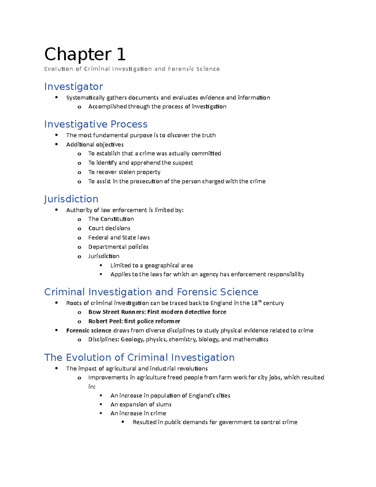 Chapter 1 - Evolution of Criminal Investigation and Forensic Science ...