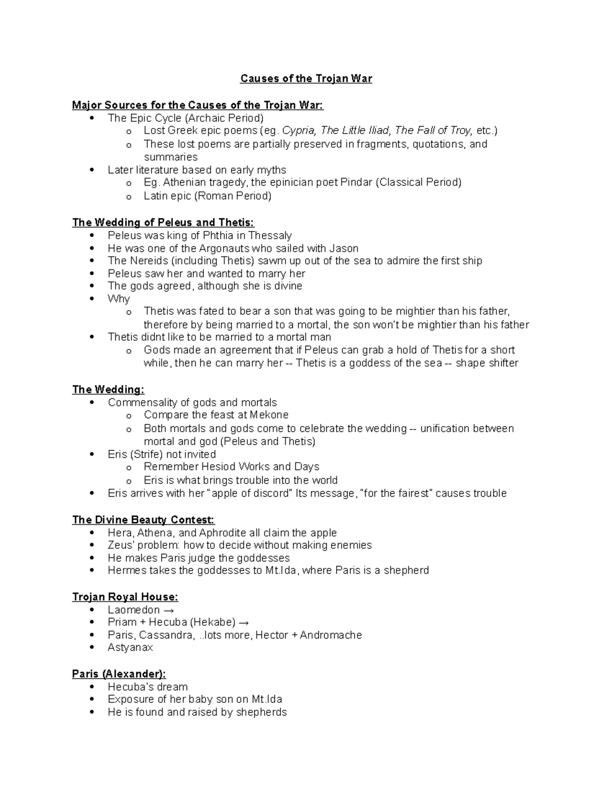 Trojan war and iliad classics 2200 - Causes of the Trojan War Major ...