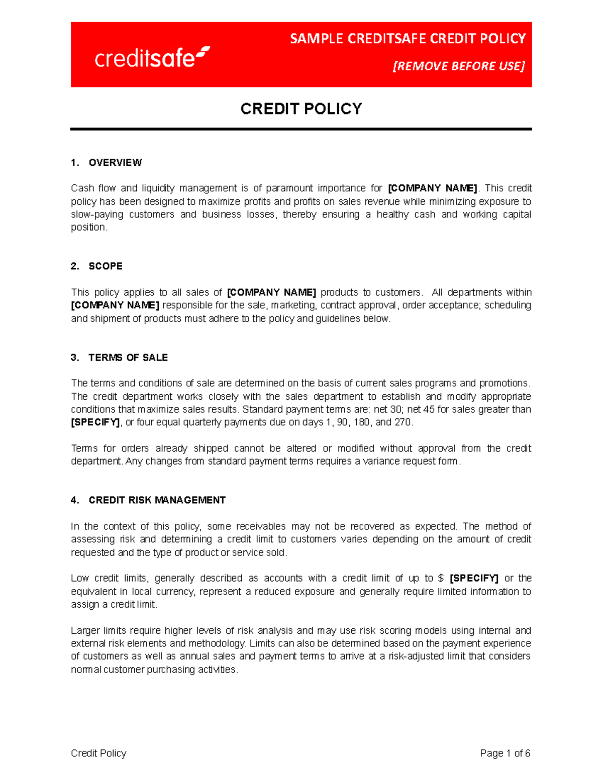 Credit Policy - vakxbahgja - [REMOVE BEFORE USE] CREDIT POLICY 1 ...
