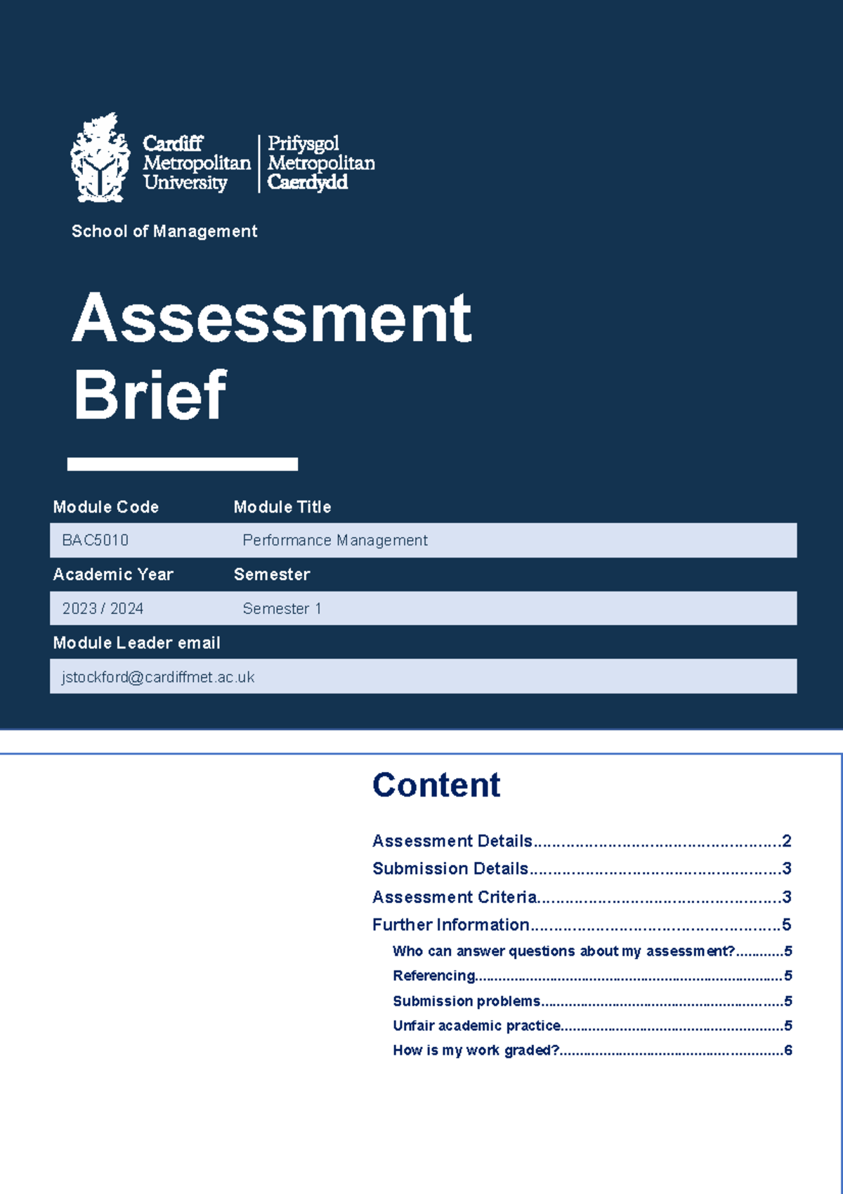 Spreadsheet assessment main 202324 - School of Management Assessment ...
