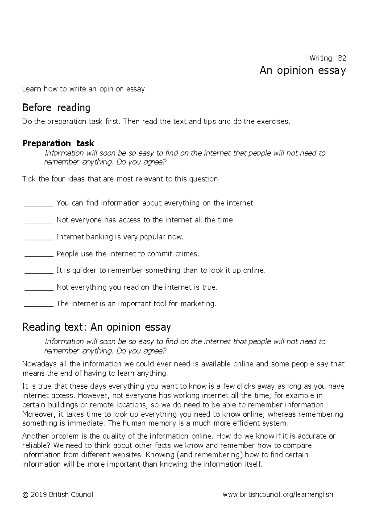 Learn English-Writing-B2-An-opinion-essay - Learn how to write an ...