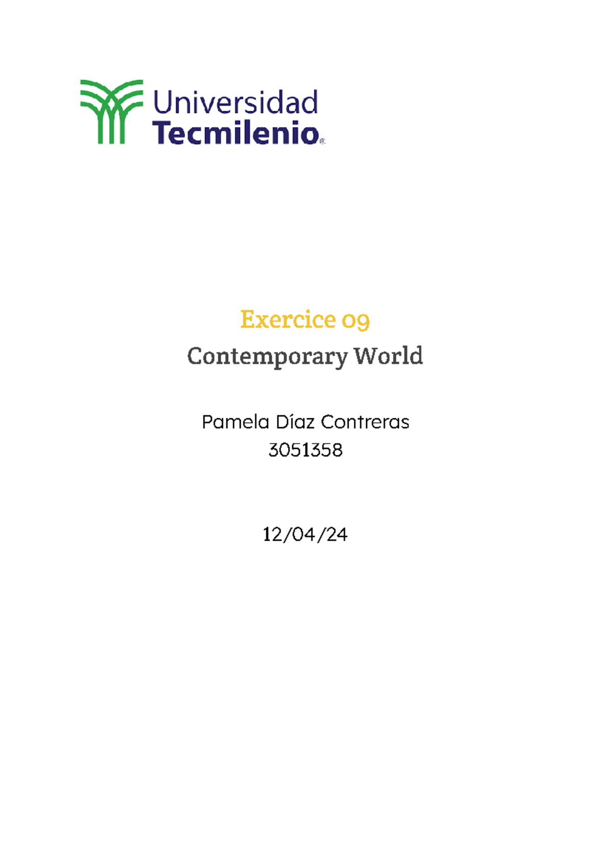 Exercice 15 - final exercise module 03 - Exercice 09 Contemporary World ...