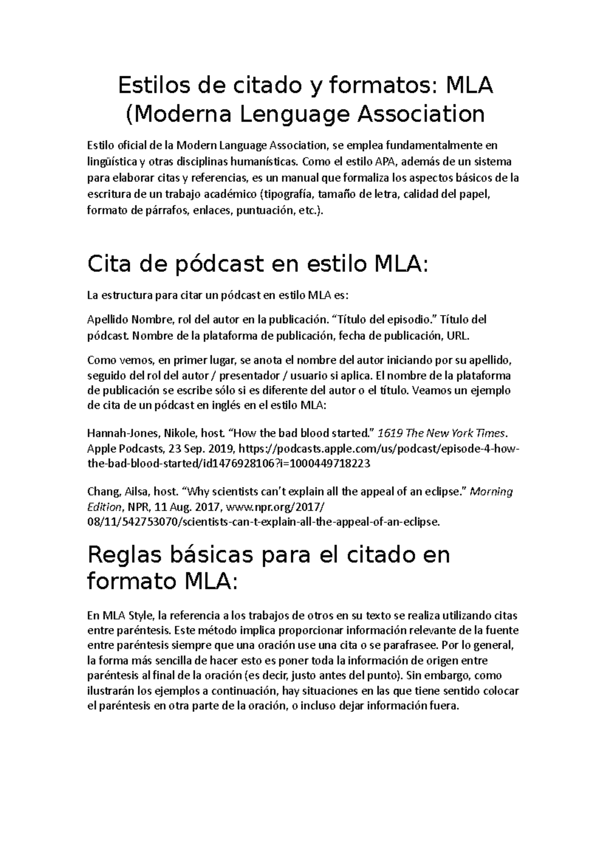 Citado y formato MLA - les va a servir mucho para sus tesis - Estilos ...