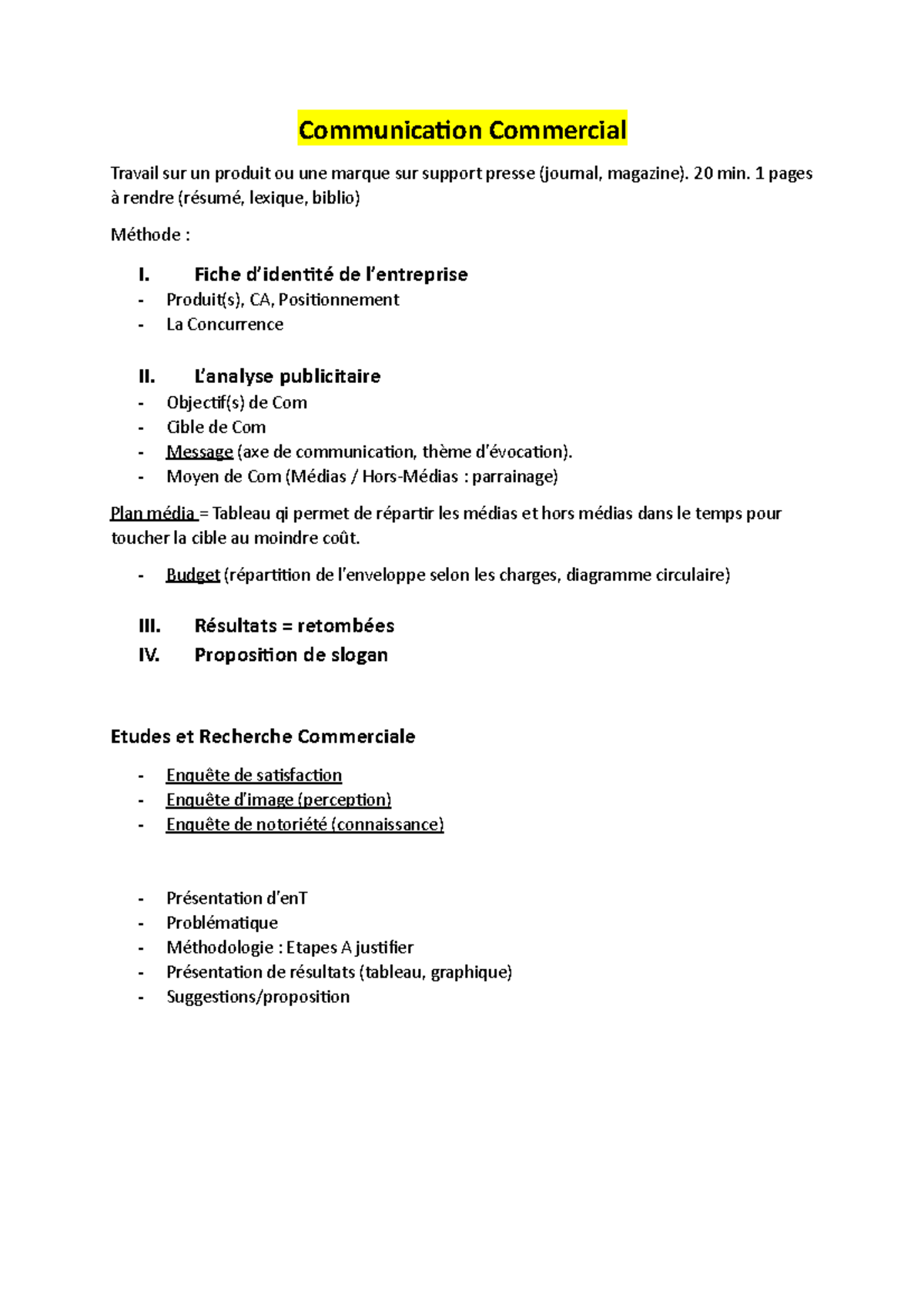 Communication Commercial - Communication Commercial Travail sur un ...