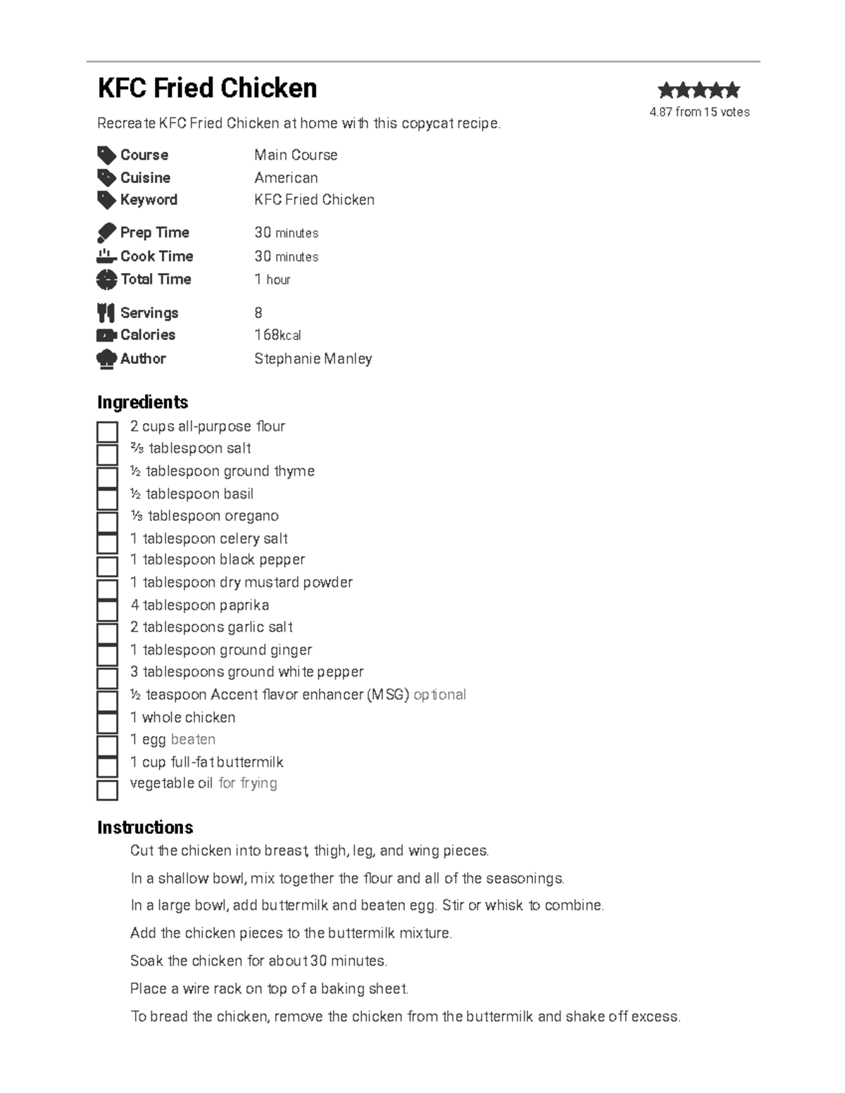 KFC Fried Chicken - Copy Kat Recipes - KFC Fried Chicken Recreate KFC ...